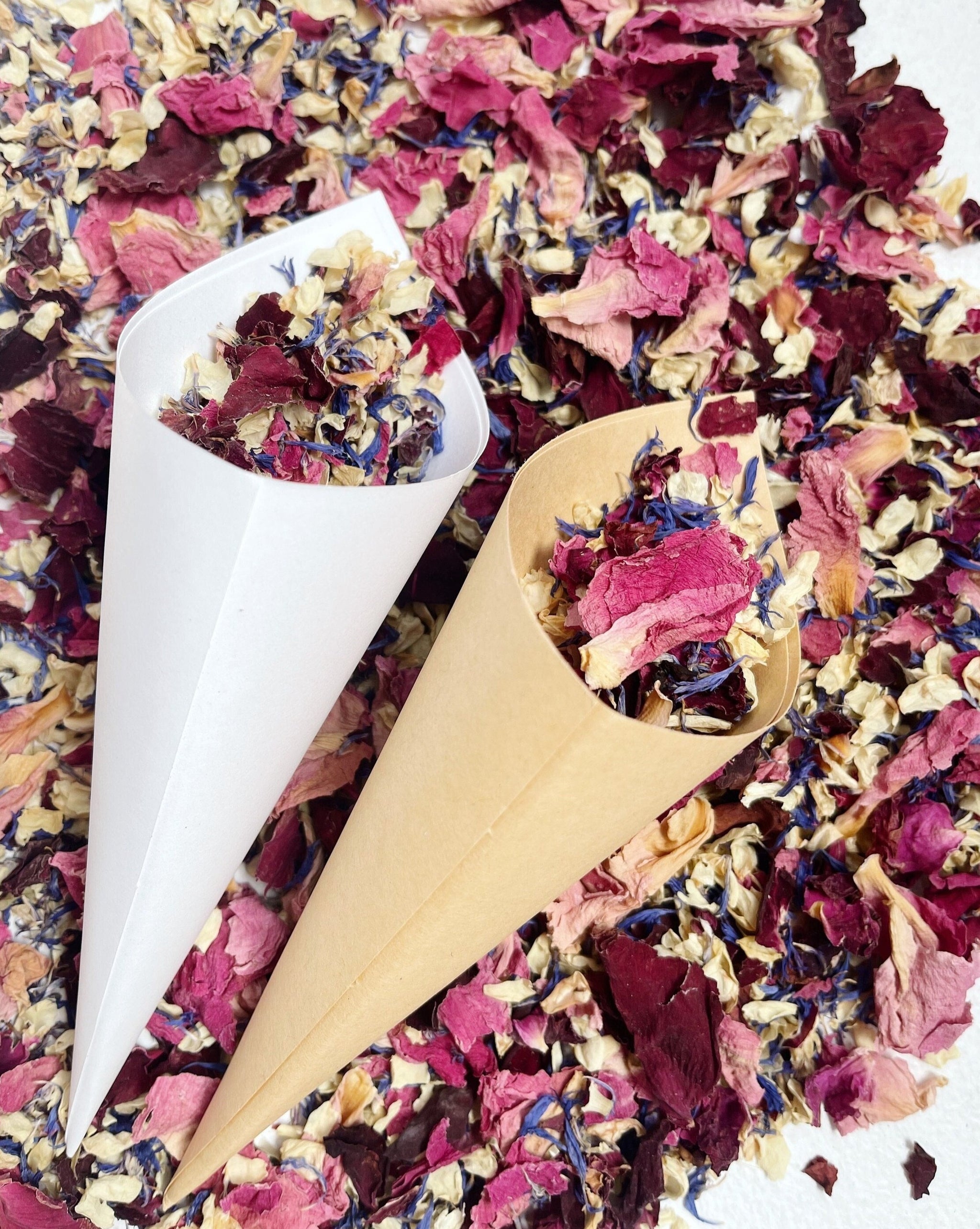 Wedding Confetti Cone | White & Kraft